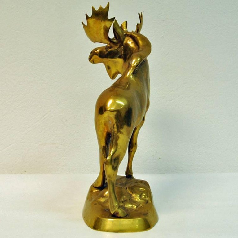 Majestic Brass Moose Figurine Statue at 1stDibs