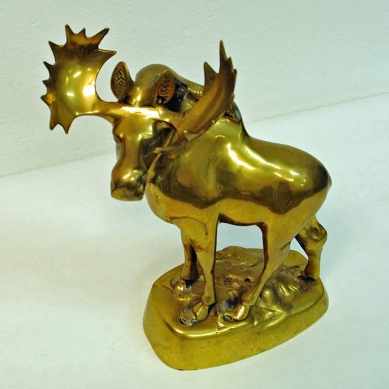 Majestic Brass Moose Figurine Statue at 1stDibs
