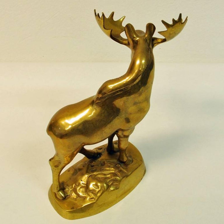 Majestic Brass Moose Figurine Statue at 1stDibs