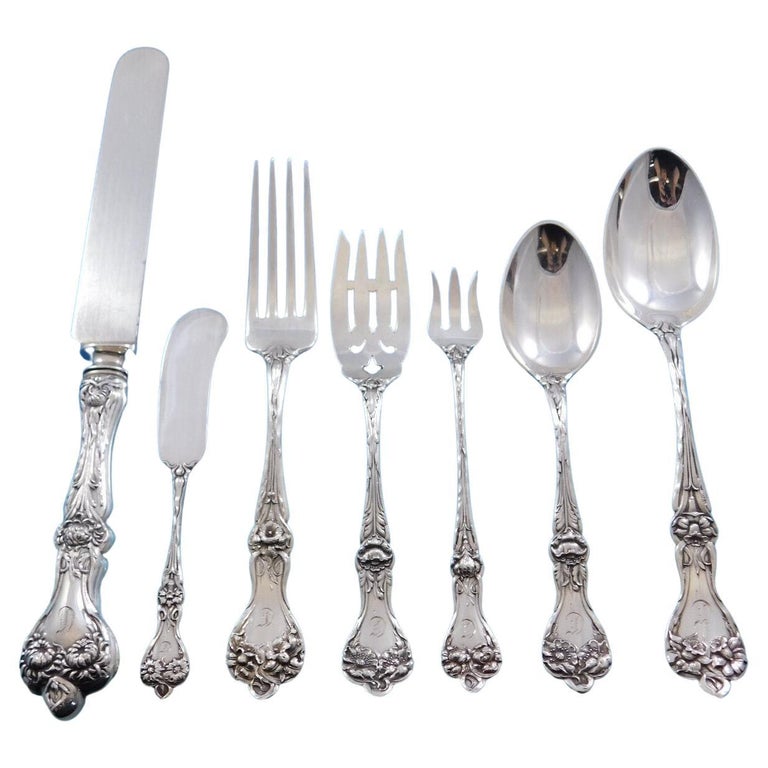 Majestic by Alvin Sterling Silver Flatware Set for 12 Service 93 Pieces ...