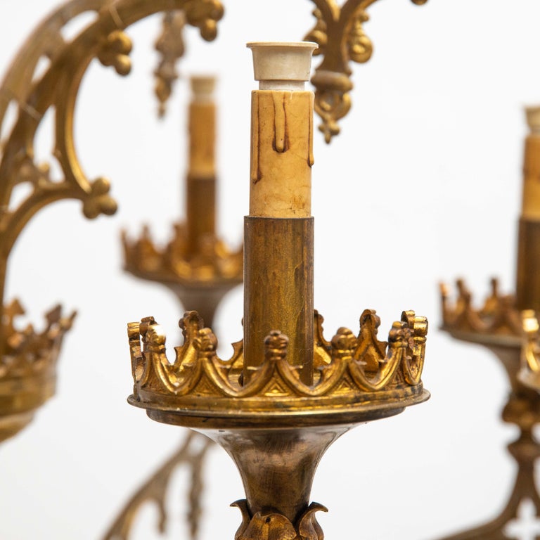 Majestic Gilded Bronze Candlestick, Italy, 1908 For Sale at 1stDibs