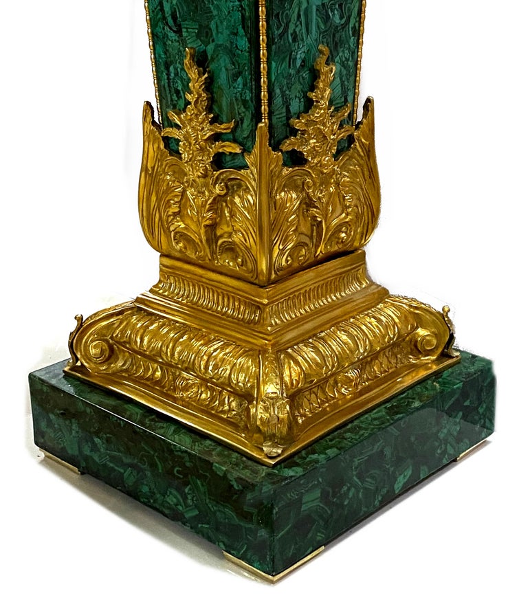 Majestic Marble Column with Malachite Bronze at 1stDibs