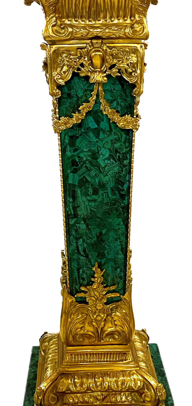 Majestic Marble Column with Malachite Bronze at 1stDibs