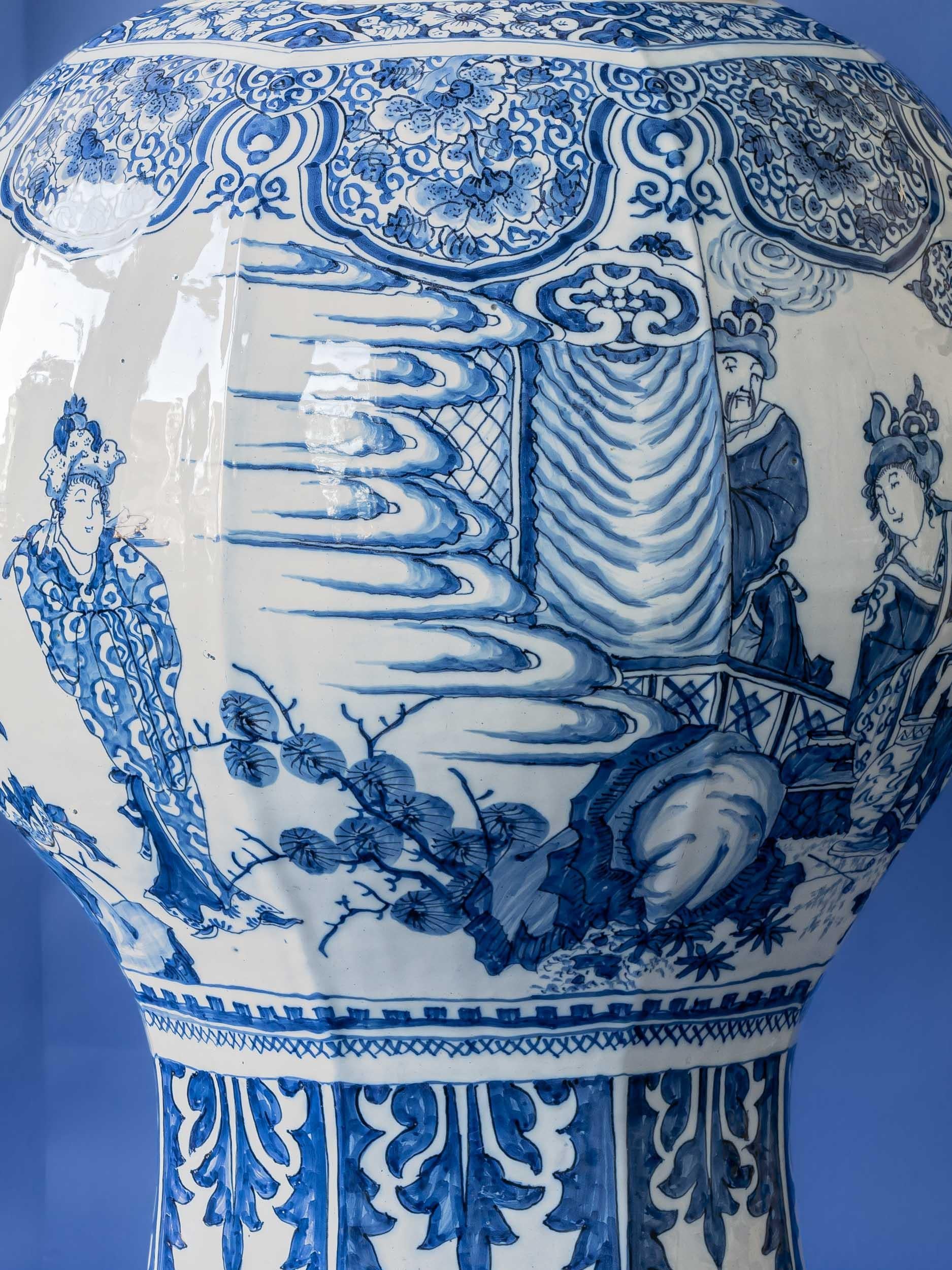 Majestic Meter-Tall Table Lamp from 1695 Delftware Vase by De Witte ...