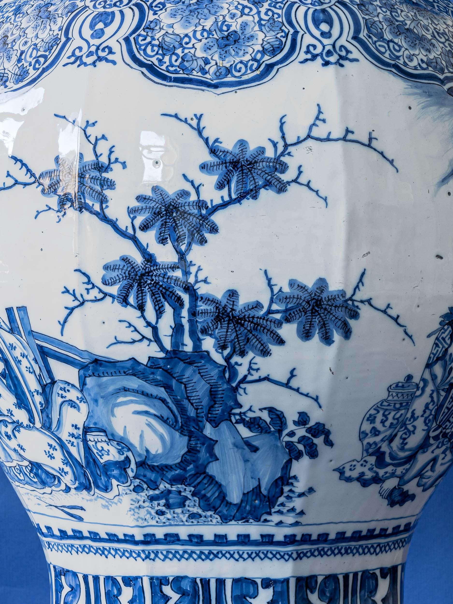 Majestic Meter-Tall Table Lamp from 1695 Delftware Vase by De Witte ...