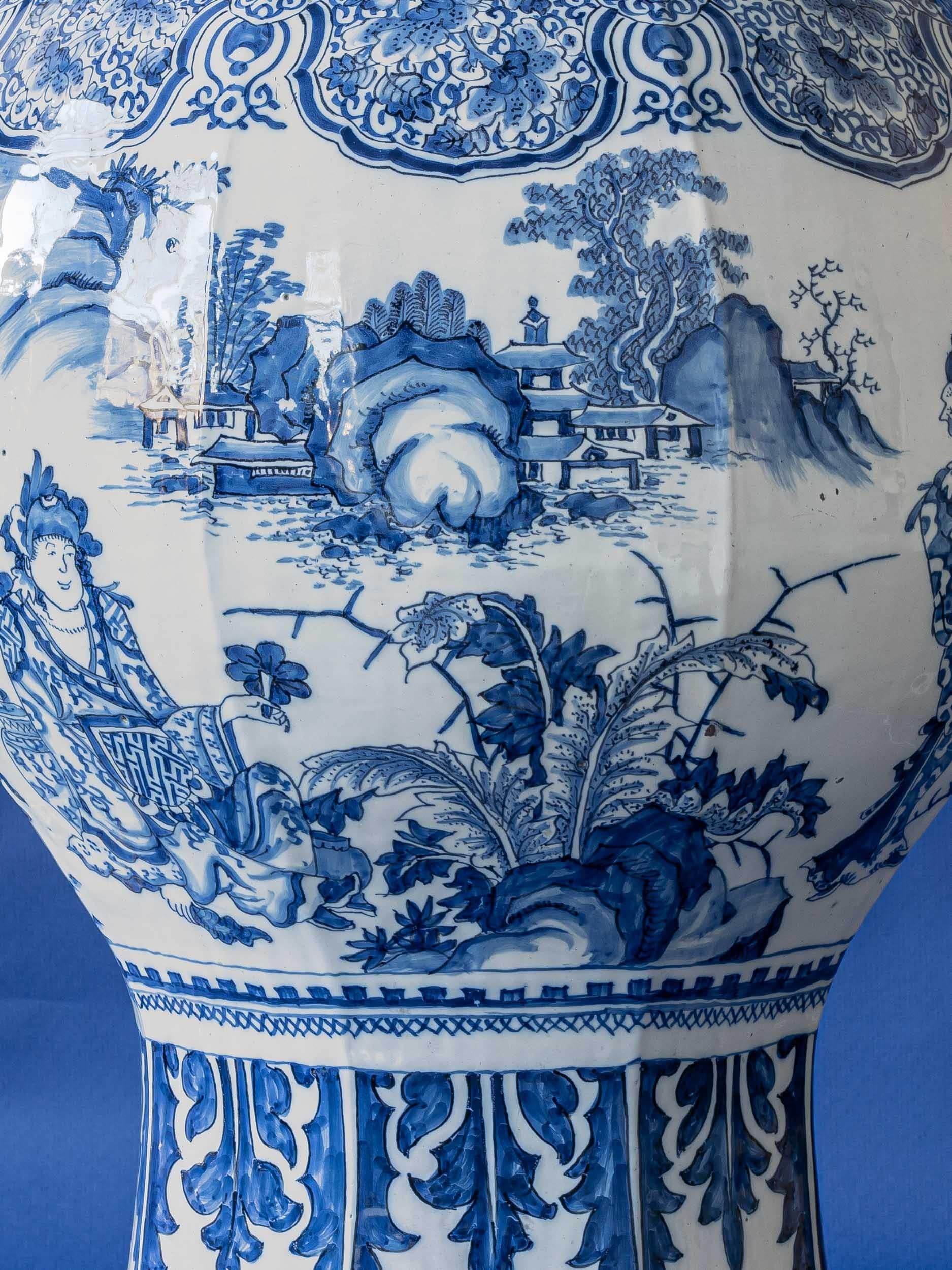 Majestic Meter-Tall Table Lamp from 1695 Delftware Vase by De Witte ...
