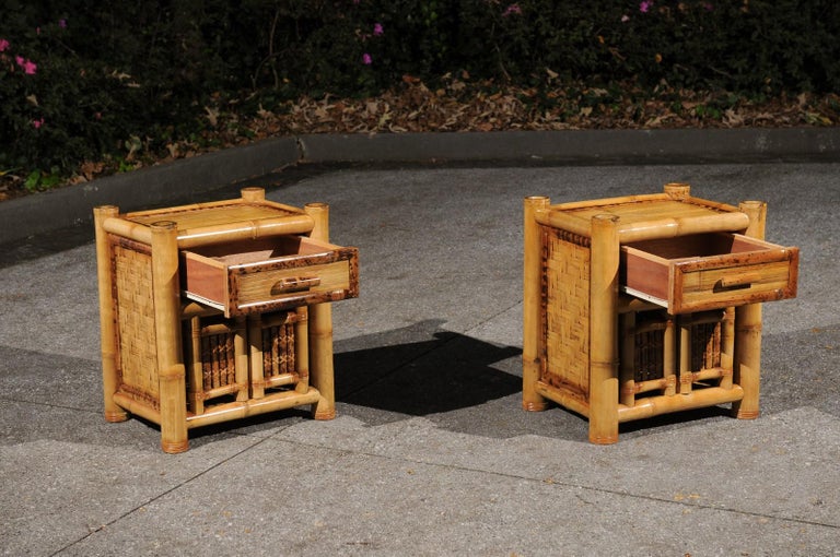 Majestic Restored Pair of Bamboo Pagoda Small Chests by Budji Layug ...