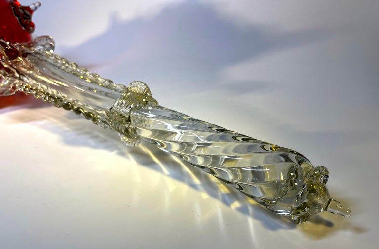 Majestic Ruby Red Hand Blown Murano Glass Monarch's Sceptre For Sale at ...