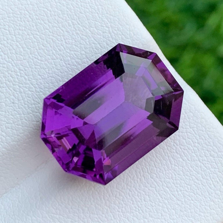 Majestic Sweet Purple Amethyst Gemstone 16.65 Carats Emerald Cut ...