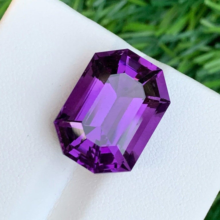 Majestic Sweet Purple Amethyst Gemstone 16.65 Carats Emerald Cut ...