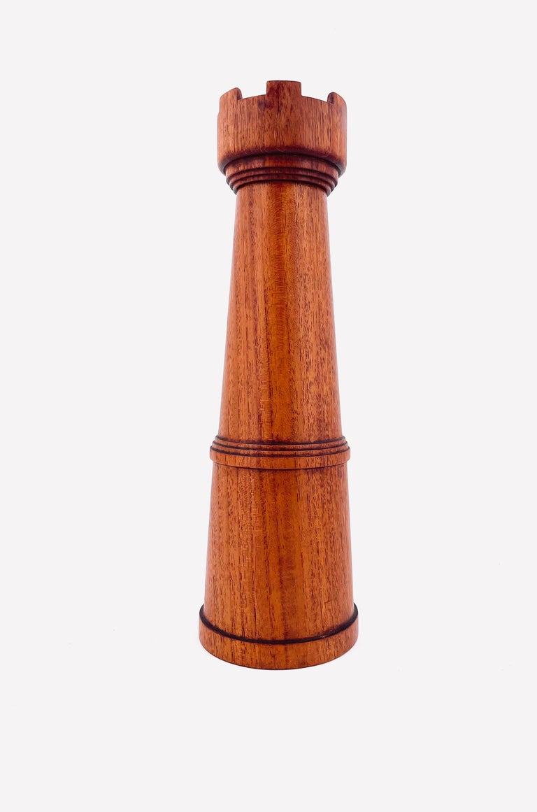 Majestic Tall Solid Teak Chess Tower Danish Modern Pepper Shaker at 1stDibs