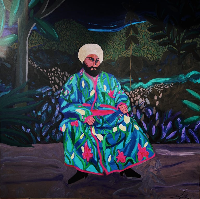 Majnun - Emir in the garden, 150x150cm For Sale at 1stDibs