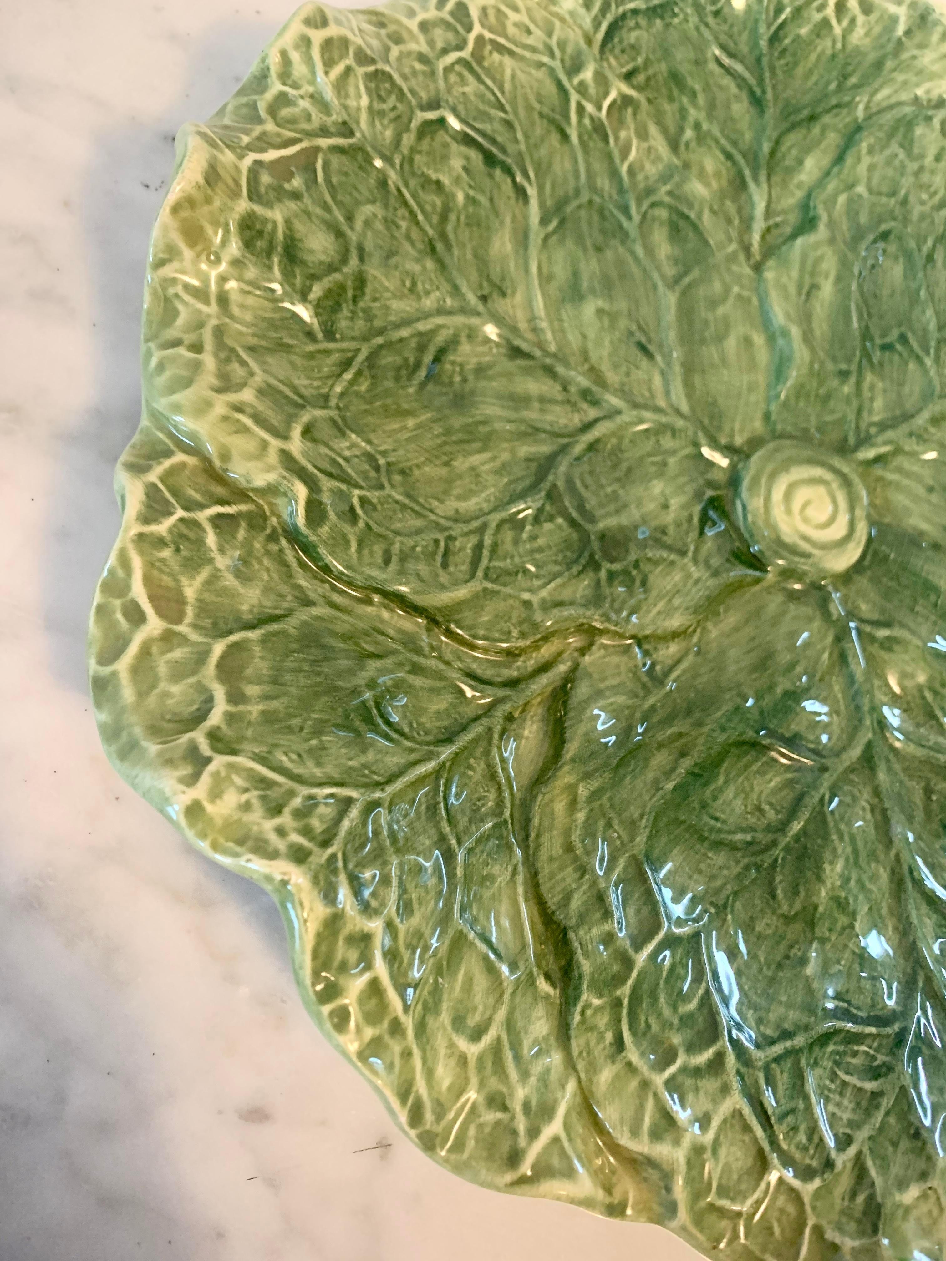 Majolica Cabbage Plate at 1stDibs