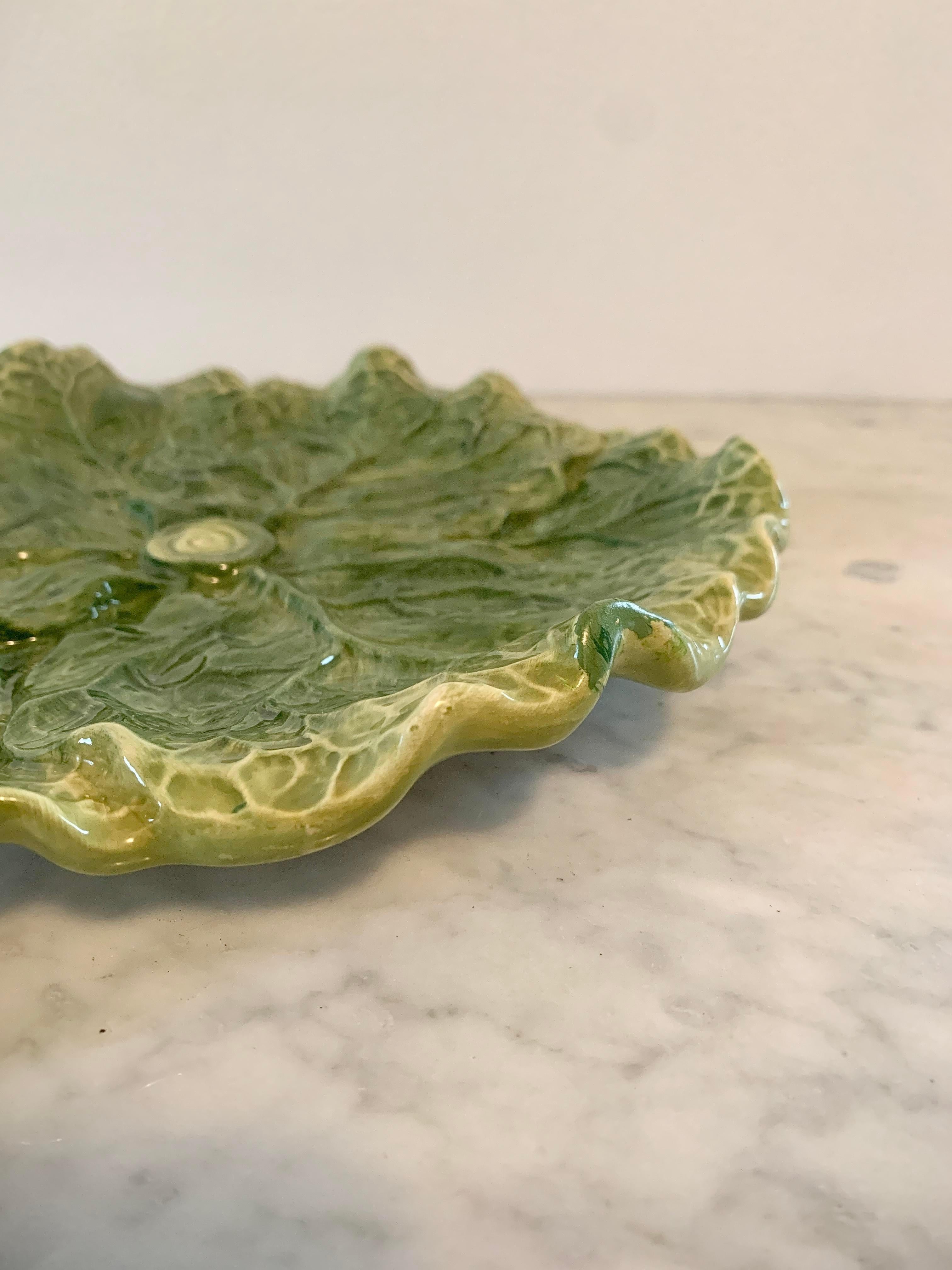 Majolica Cabbage Plate at 1stDibs