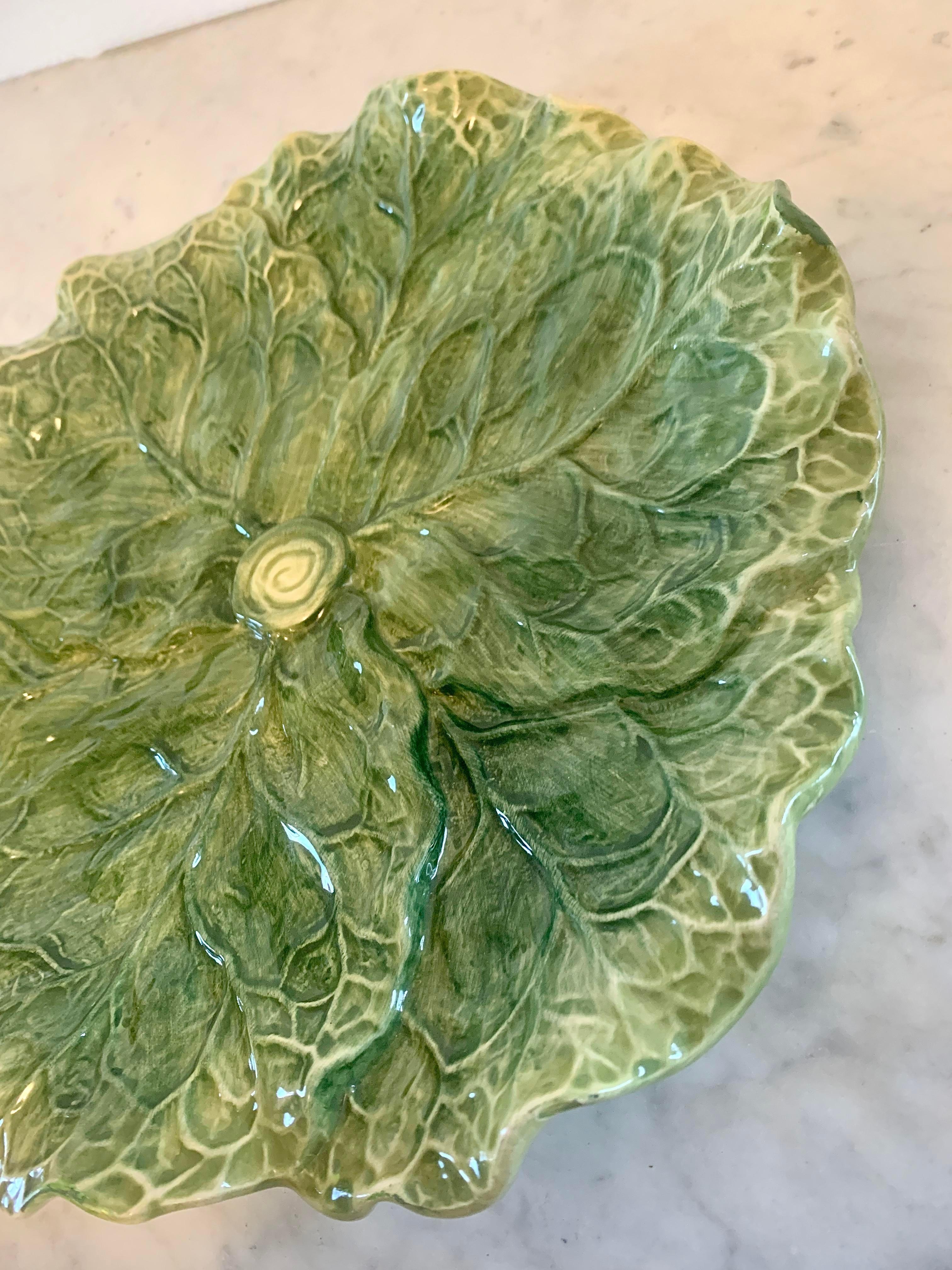 Majolica Cabbage Plate at 1stDibs