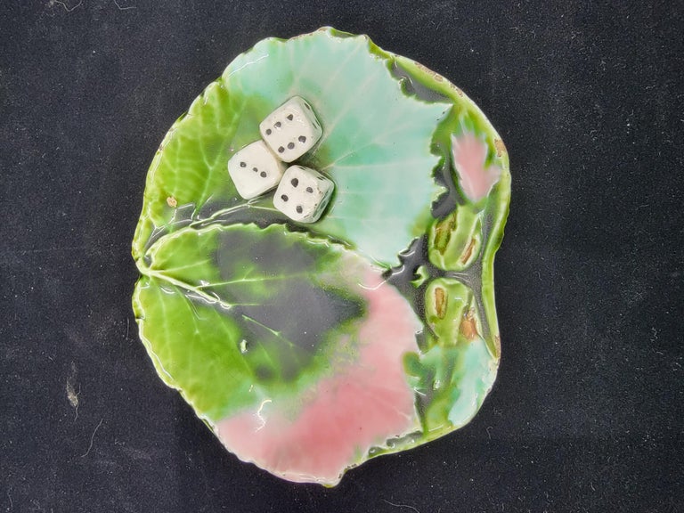 Majolica Dice Dish For Sale at 1stDibs
