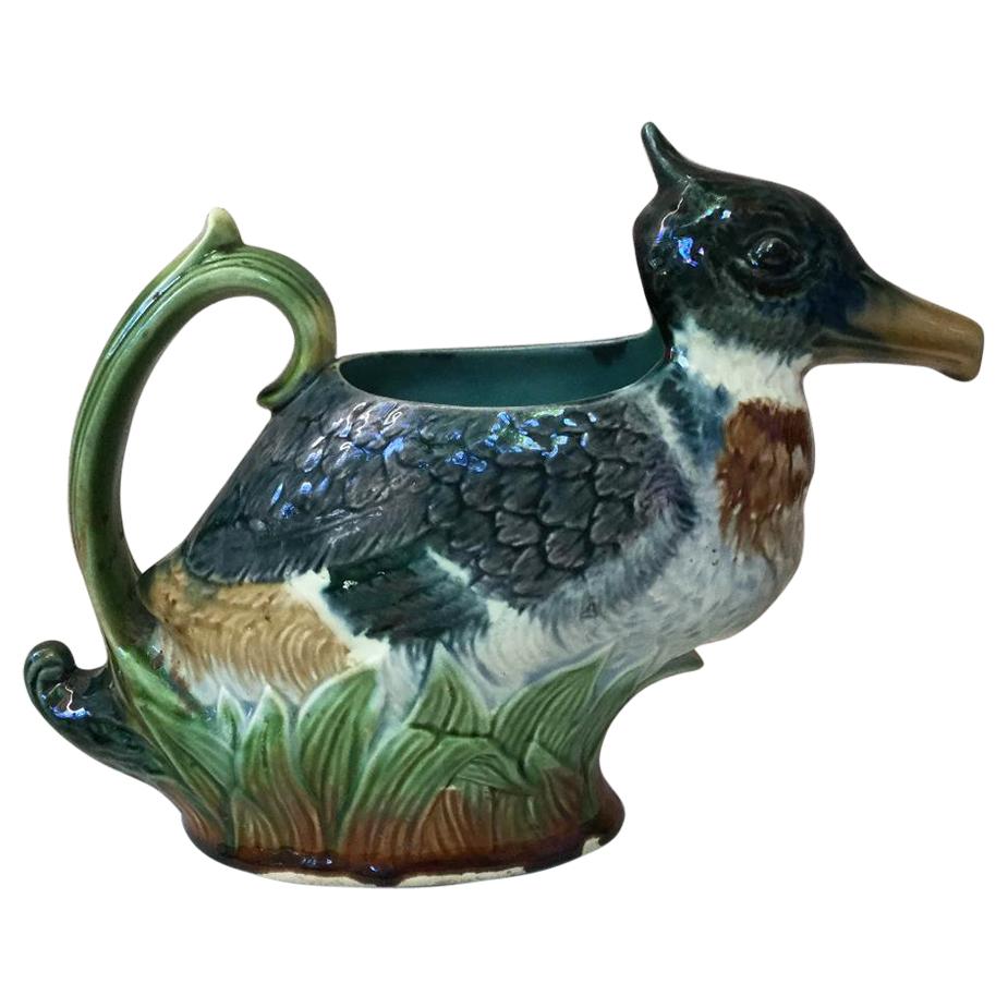 Majolica Duck Pitcher Orchies, circa 1890 at 1stDibs