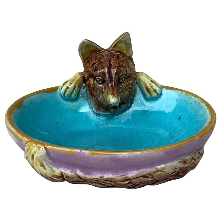 Majolica Fox Dish or Vide-Poche George Jones, circa 1869 at 1stDibs