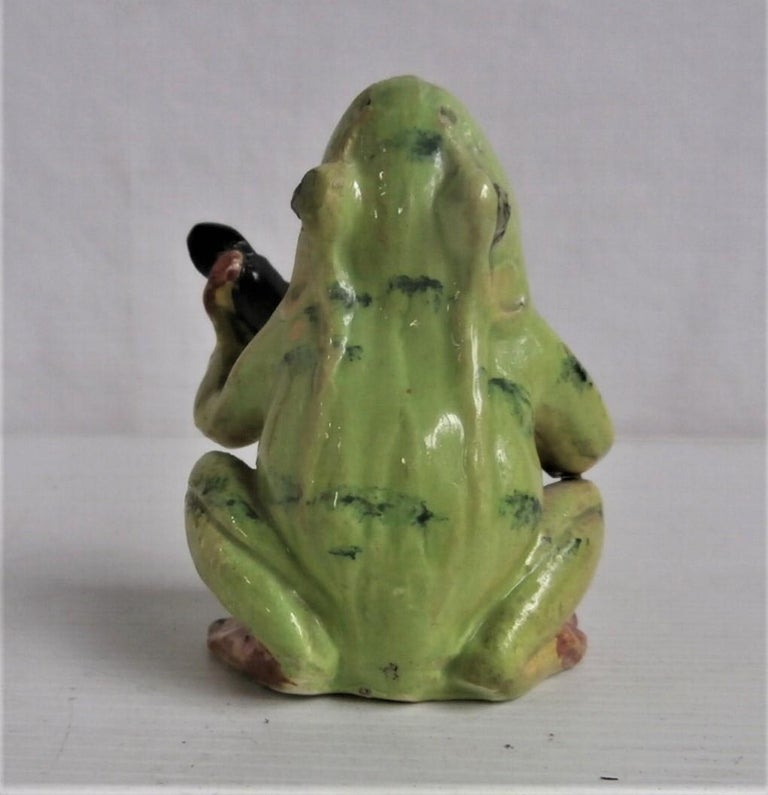 Majolica Frog with Mandolin Massier, circa 1900 For Sale at 1stDibs