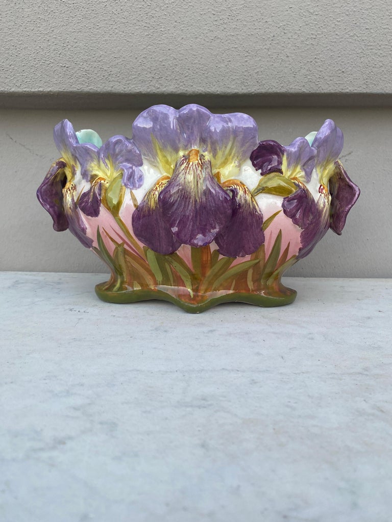 Majolica Iris Jardiniere Jerome Massier Fils, circa 1900 For Sale at 1stDibs