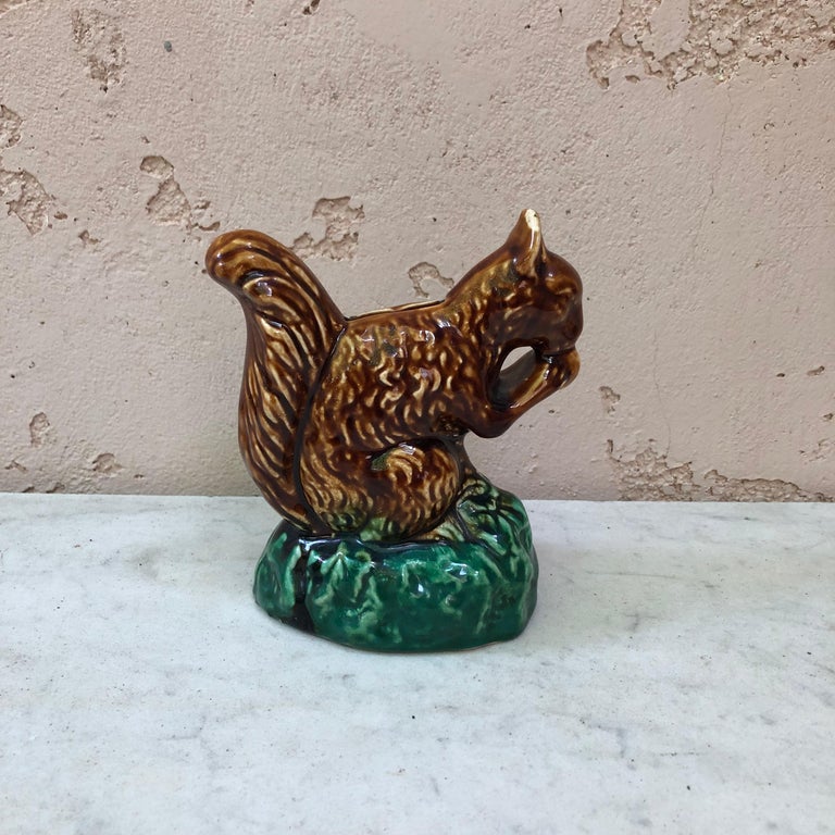 Majolica Money Bank Squirrel Onnaing, Circa 1900 For Sale at 1stDibs