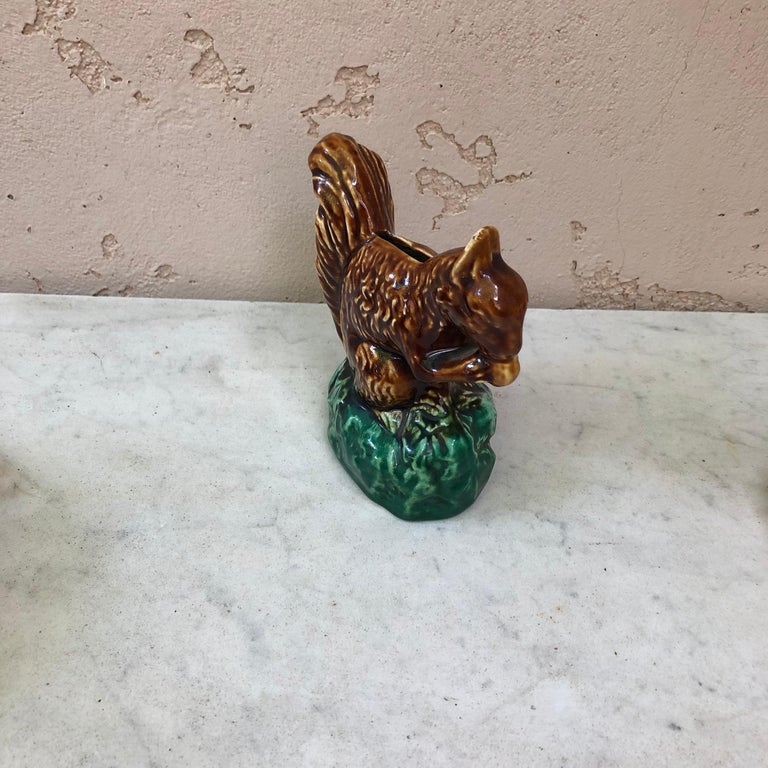 Majolica Money Bank Squirrel Onnaing, Circa 1900 For Sale at 1stDibs