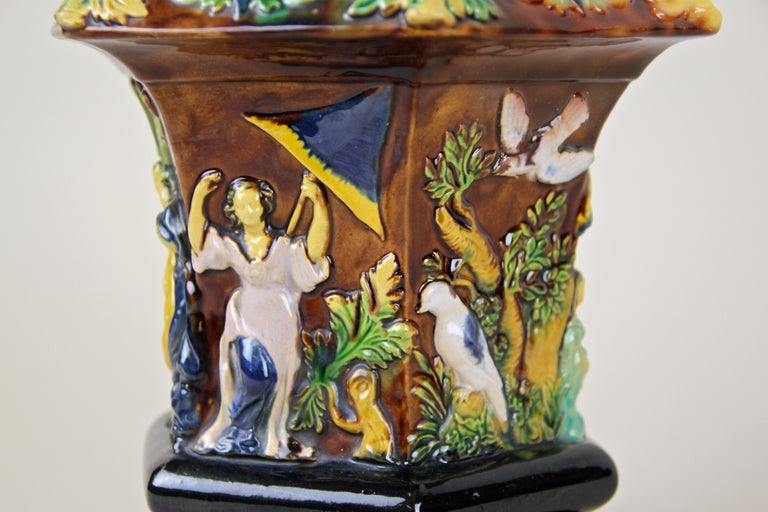 Majolica Pagoda Vase by Wilhelm Schiller and Son, Bohemia, circa 1860 ...