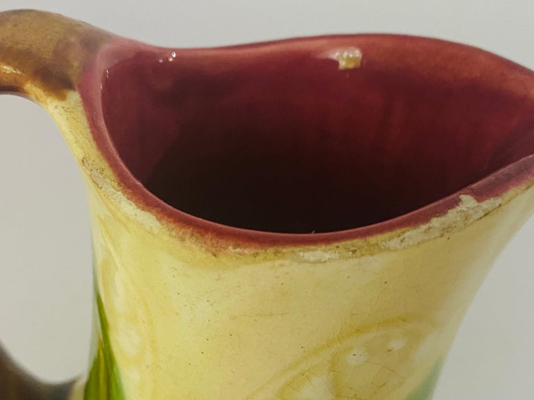 Majolica Pitcher George Jones circa 1900, Brown Yellow and Green Colors ...