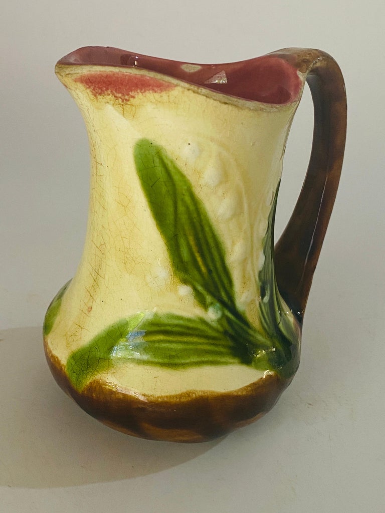 Majolica Pitcher George Jones circa 1900, Brown Yellow and Green Colors ...