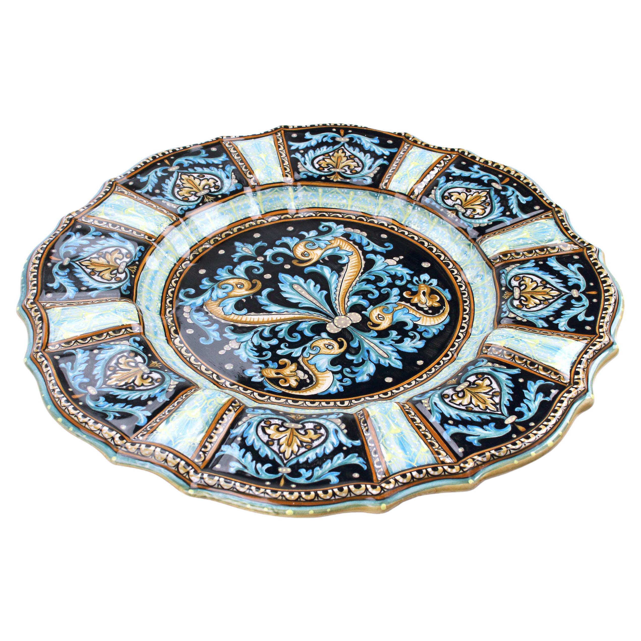 Majolica Ceramic Plate by Lamarche Monaco, Trompe L'oeil Seafood Design ...