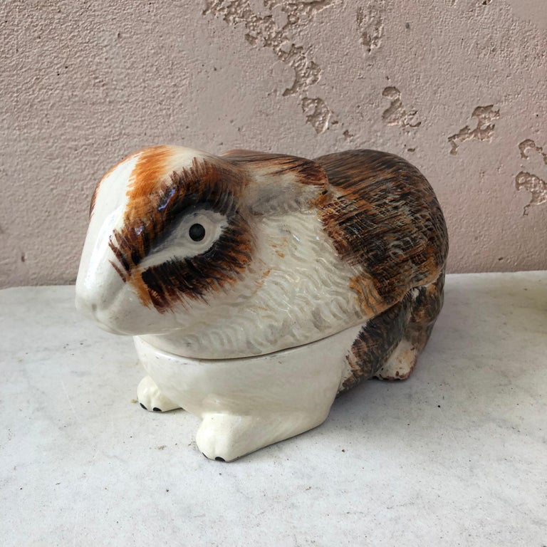 Majolica Rabbit Tureen at 1stDibs