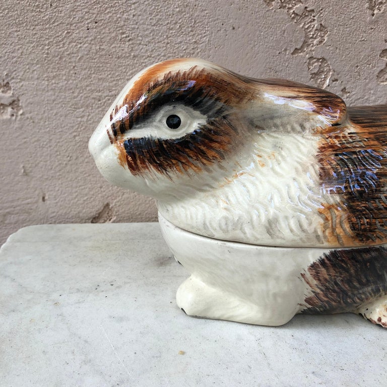 Majolica Rabbit Tureen at 1stDibs