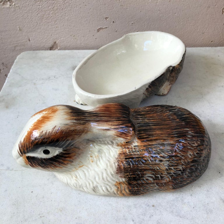 Majolica Rabbit Tureen at 1stDibs