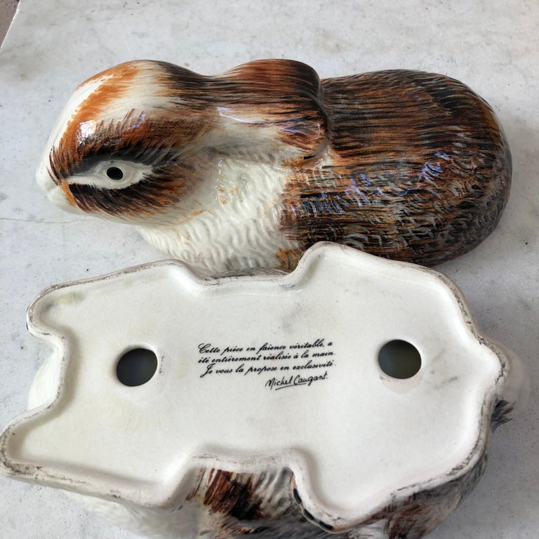 Majolica Rabbit Tureen at 1stDibs