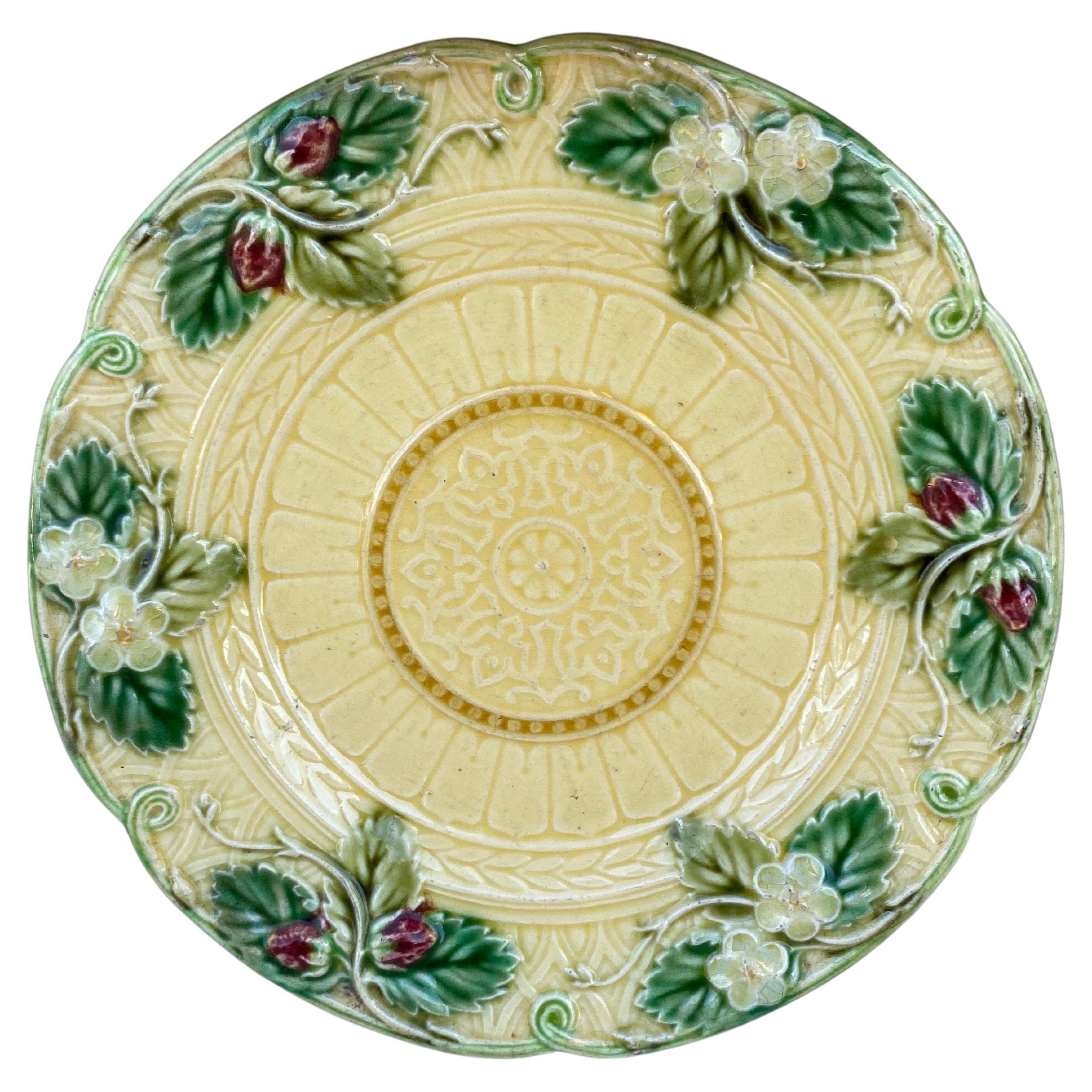 George Jones English Majolica Turquoise Strawberry Plates, S/6, circa ...