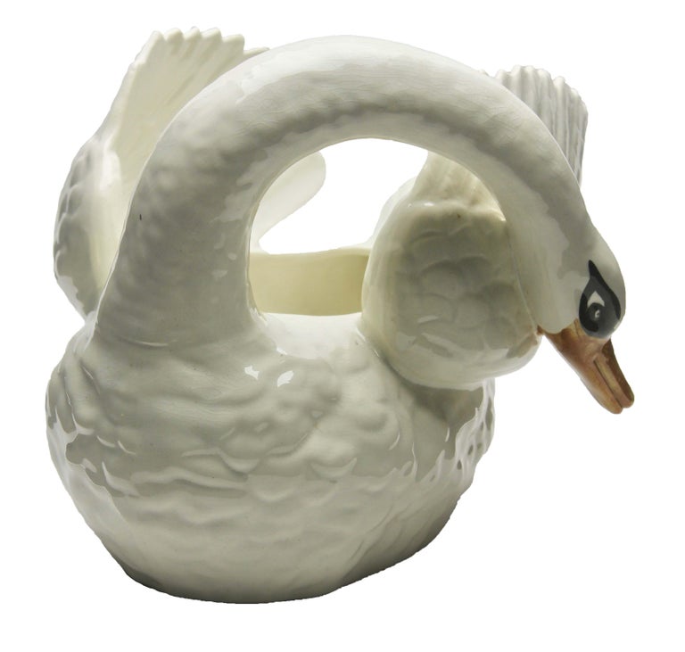 Majolica Swan Jardinière Stamped Imperiale Nimy, Belgium, circa 1900 at ...