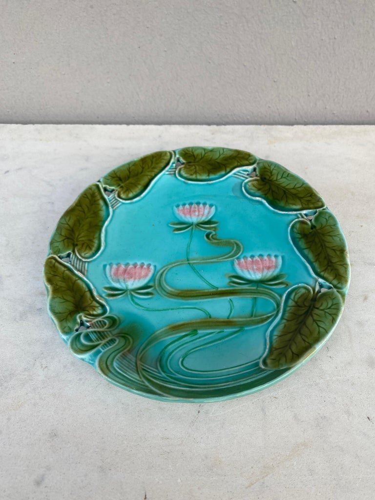 Majolica Water Lily Plate Villeroy et Boch, circa 1900 For Sale at 1stDibs