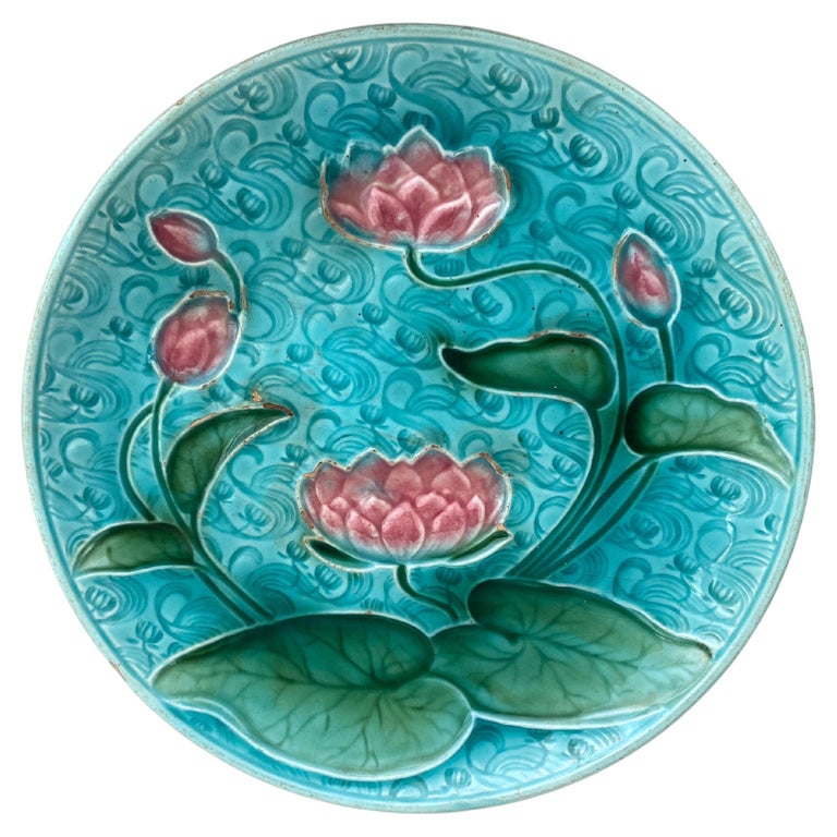 Majolica Water Lily Plate Villeroy et Boch, circa 1900 For Sale at 1stDibs