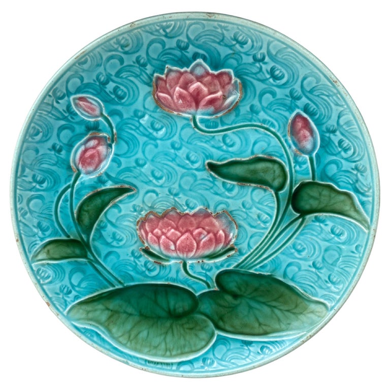 Majolica Water Lily Plate Villeroy et Boch, circa 1900 For Sale at 1stDibs