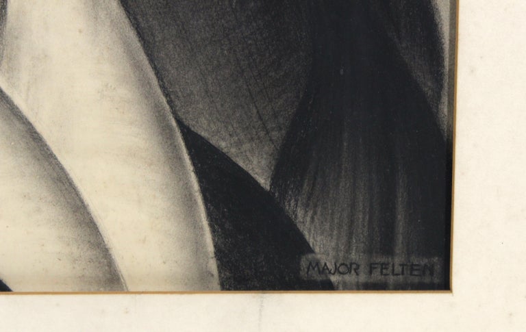 Major Felten ''Bilitis'' American Art Deco Female Nude Charcoal Drawing ...