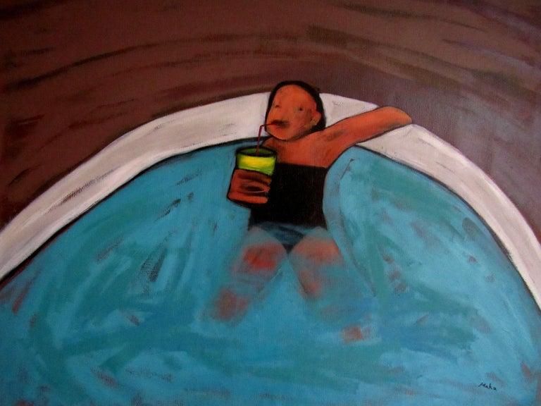 Maka Batiashvili - Pool, Painting, Oil on Canvas For Sale at 1stDibs