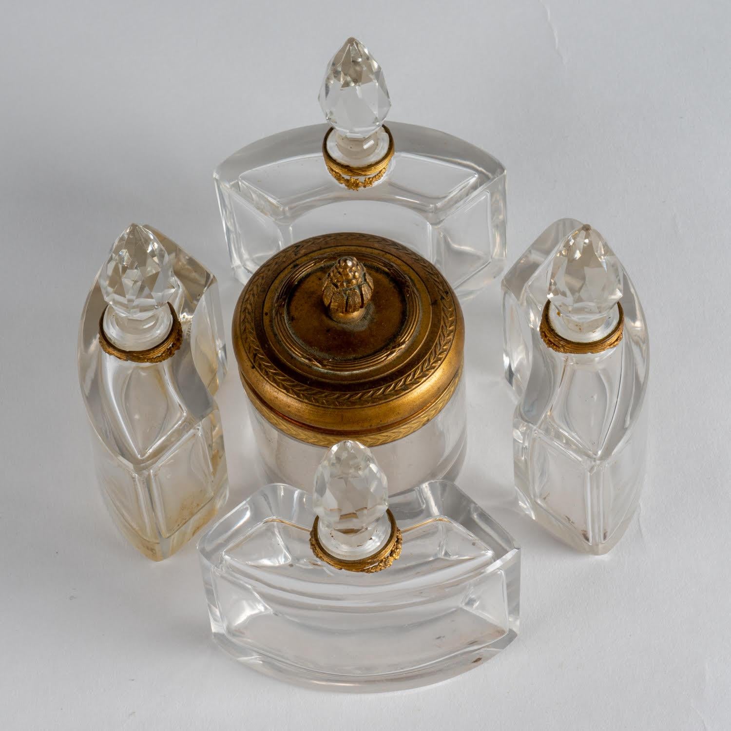 Make-up Set Composed of a Poudrier and 4 Flacons, XIXth Century. For ...