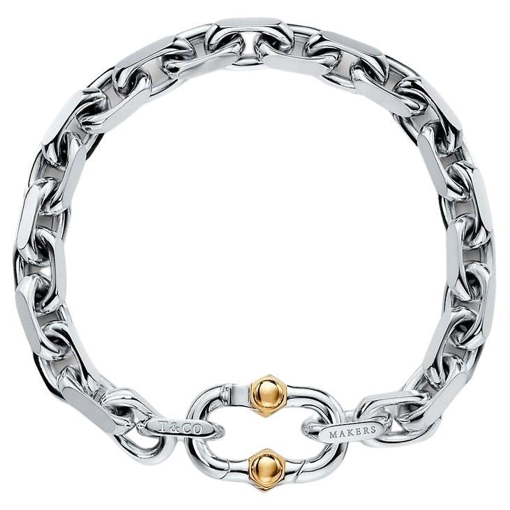 Makers Wide Chain Bracelet in Sterling Silver and 18k Gold For Sale at ...