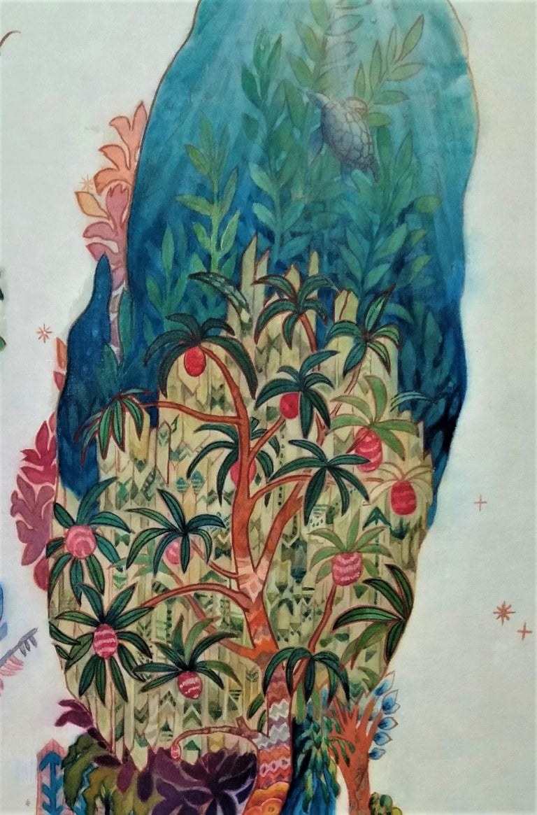 Maki Kuchida - "Tree of Ipu" Japanese landscape painting pigments on ...