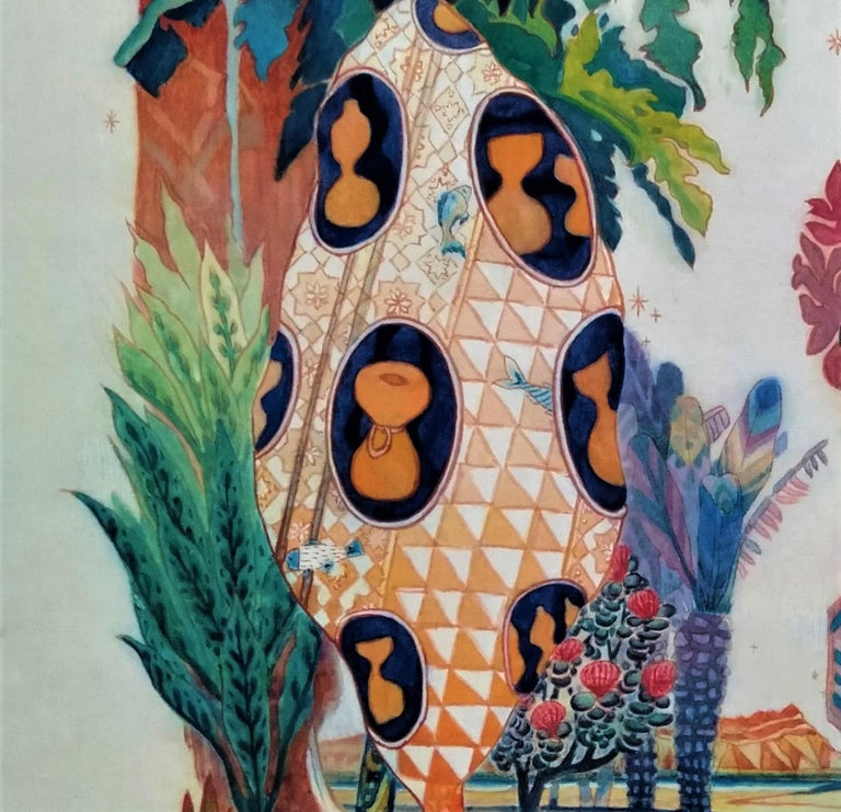 Maki Kuchida - "Tree of Ipu" Japanese landscape painting pigments on ...