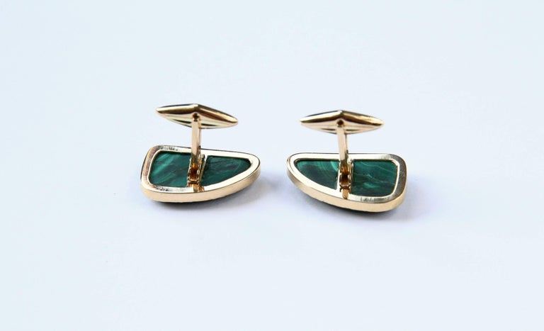 Malachite 18 Karat Gold Cufflinks For Sale at 1stDibs