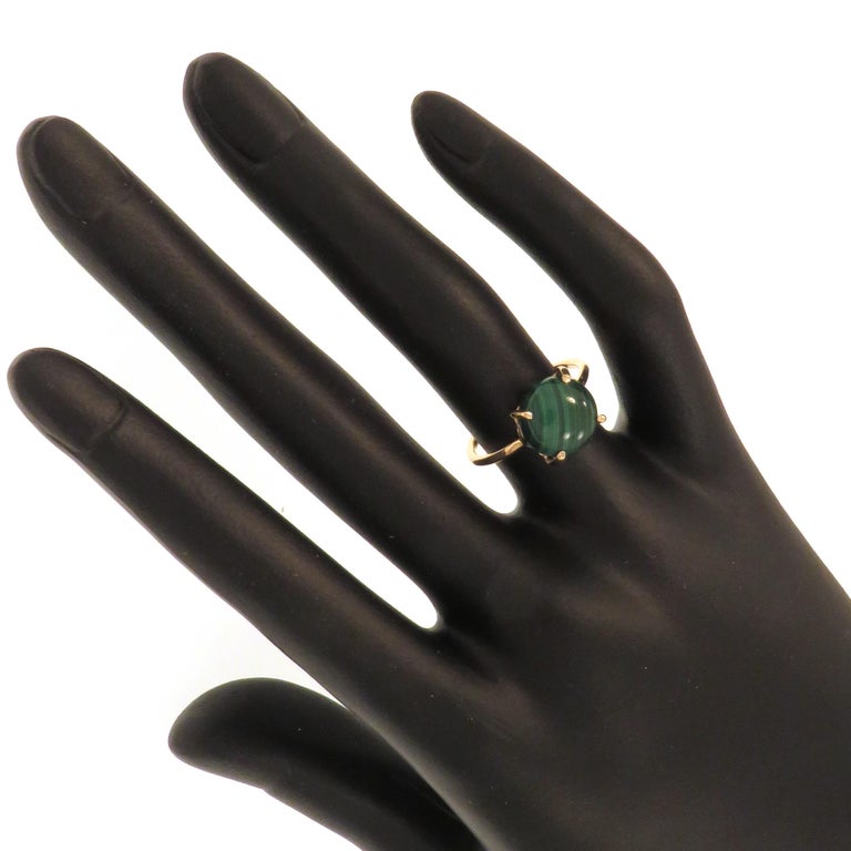 Malachite 9 Karat Rose Gold Ring Handcrafted in Italy For Sale at 1stDibs
