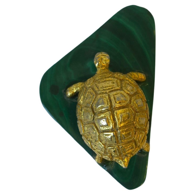 Malachite and Gold Gilt Bronze Turtle Animal Sculpture Decorative ...