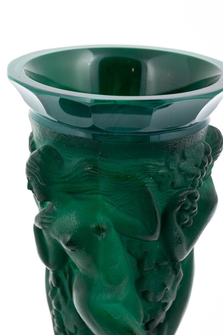 Malachite Art Deco Glass Vase at 1stDibs