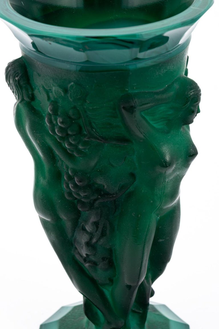 Malachite Art Deco Glass Vase at 1stDibs